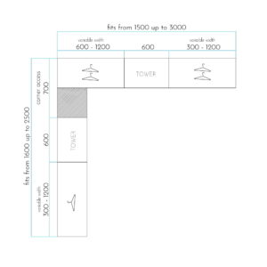 Walk-In Wardrobe Kitset with 10 Soft Close Drawers - Aspiring 600
