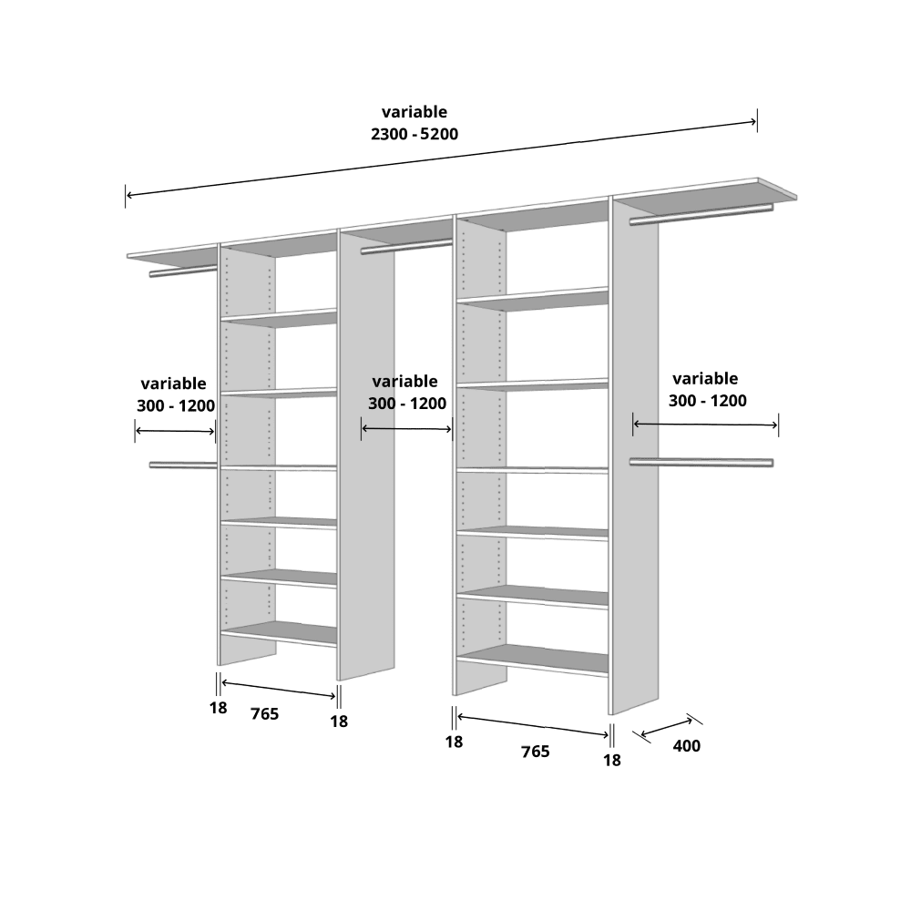 Wardrobe Organiser 10 Drawers & Shelves Affordable Kitset AS800